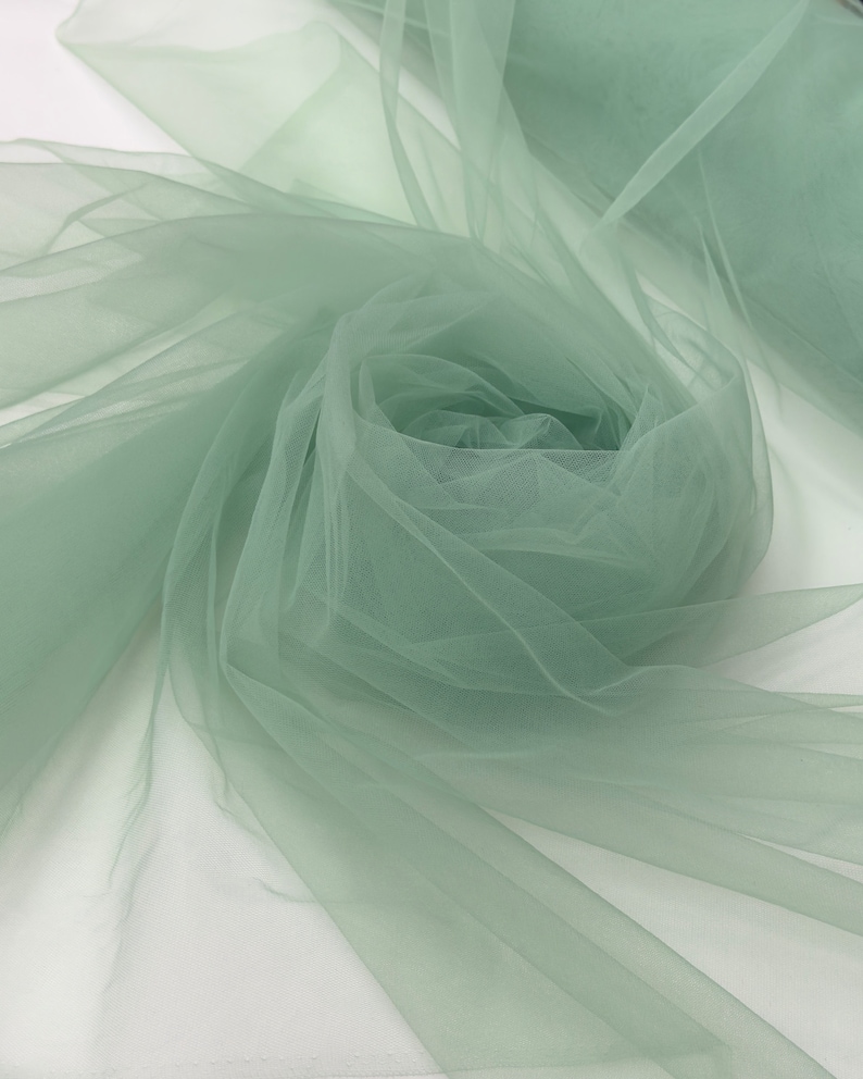 Sage Green Tulle Fabric by the Yard, Extra Soft and Matte Italian Tulle ...