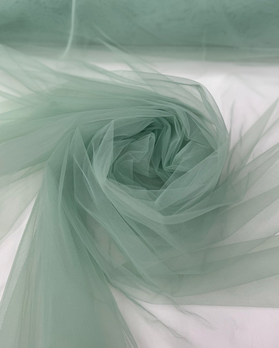 Sage Green Tulle Fabric by the Yard, Extra Soft and Matte Italian Tulle ...