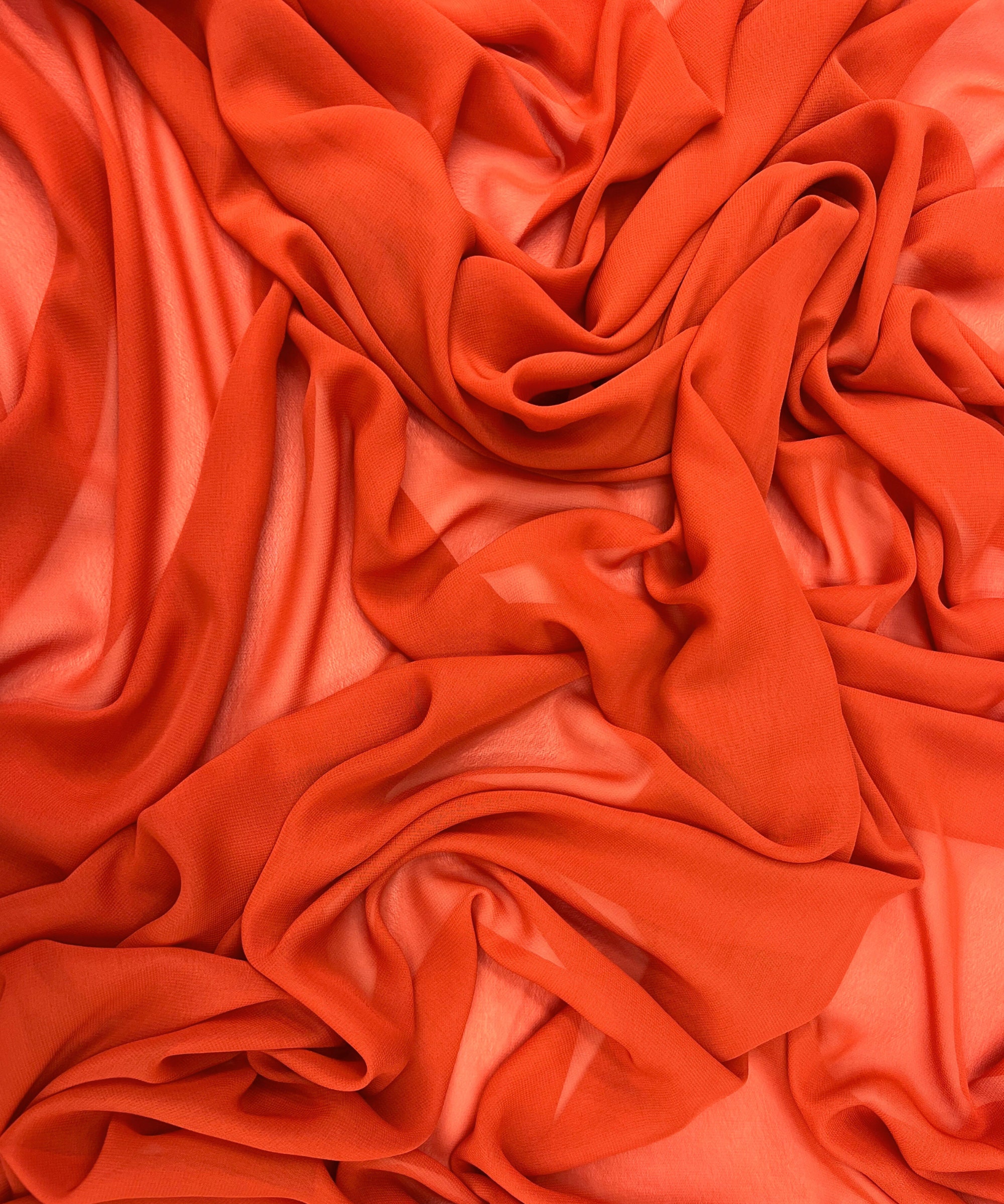 Burnt Orange Chiffon Fabric by the Yard, Burnt Orange Silky Chiffon ...