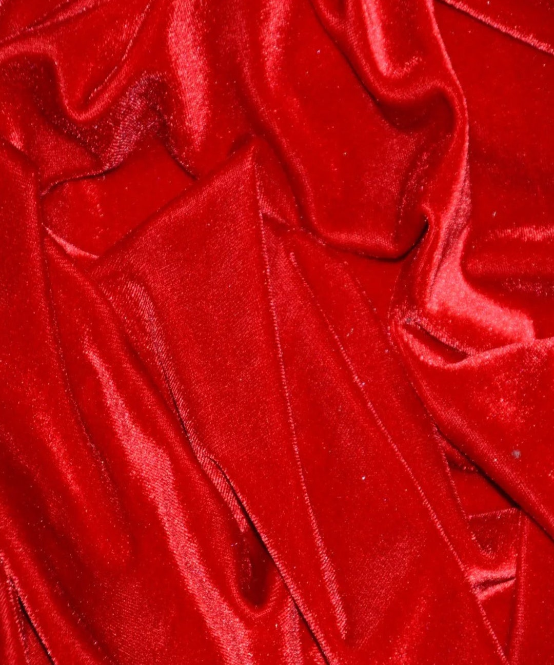 Red Velvet Fabric, Bright Red Stretch Velvet Fabric by the Yard, Luxury ...