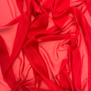 Red Chiffon Fabric by the Yard, High Quality Silky Chiffon, Light ...