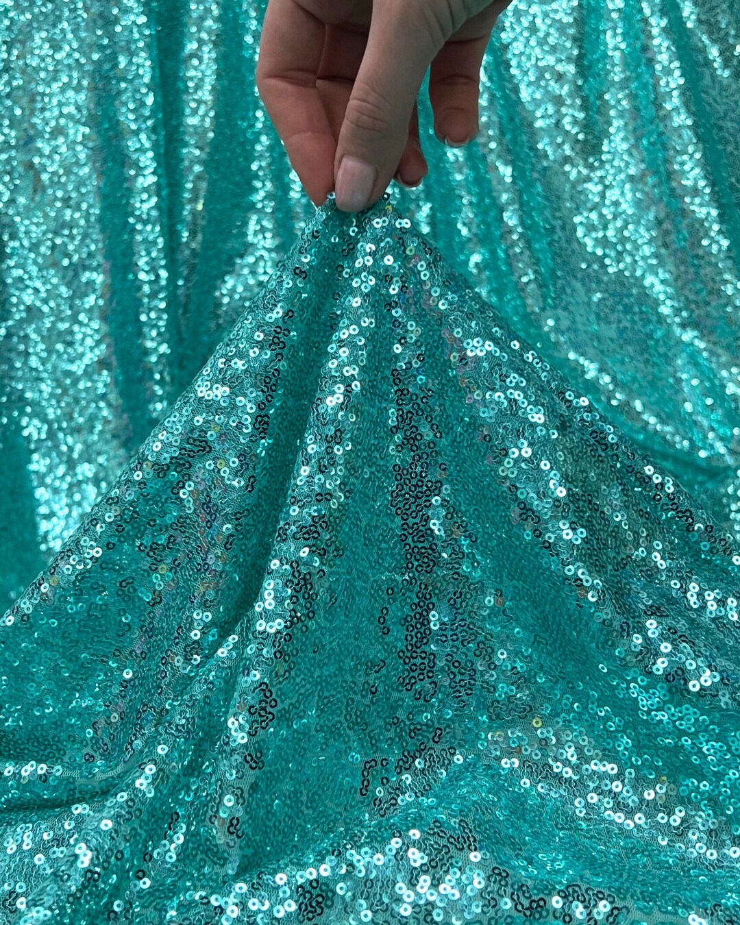 Mint Sequin Fabric by the Yard, Glitz Stretch Mint Sequins Fabric ...