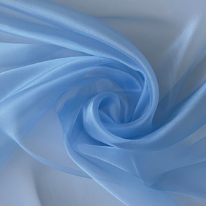 Baby Blue Crystal Organza Fabric by the Yard, Light Blue Organza Fabric ...