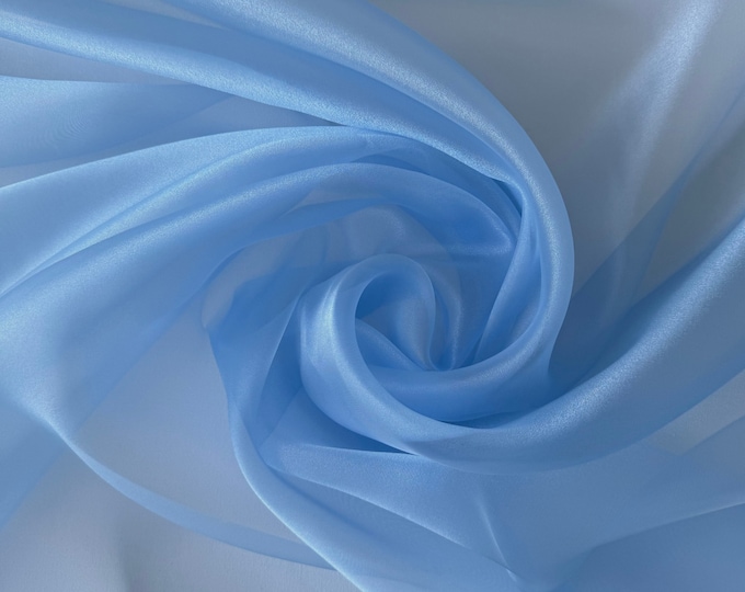 Baby Blue Crystal Organza Fabric by the Yard, Light Blue Sheer Organza ...