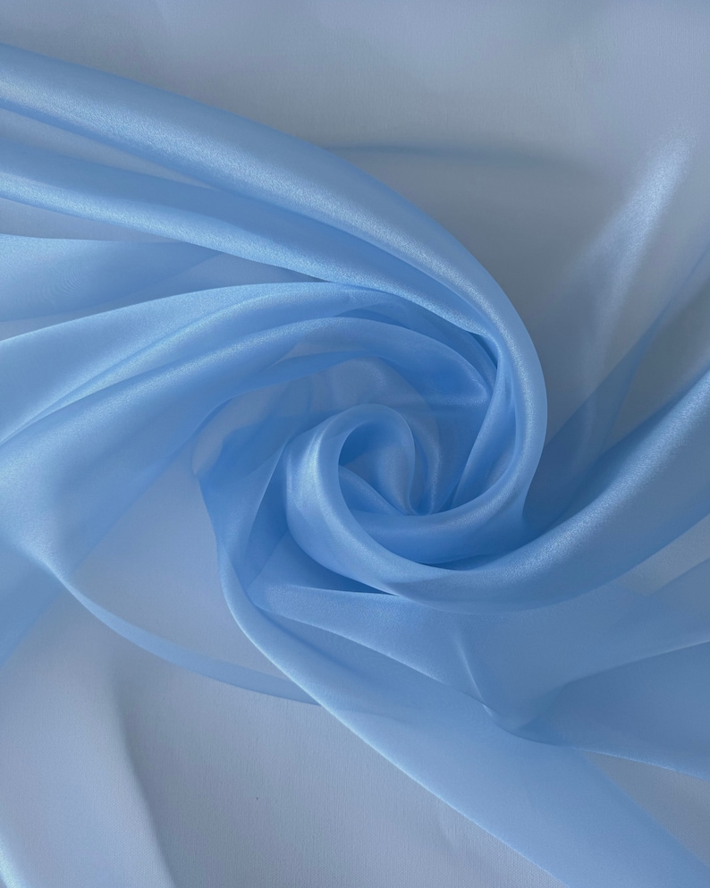 Baby Blue Crystal Organza Fabric by the Yard, Light Blue Organza Fabric ...