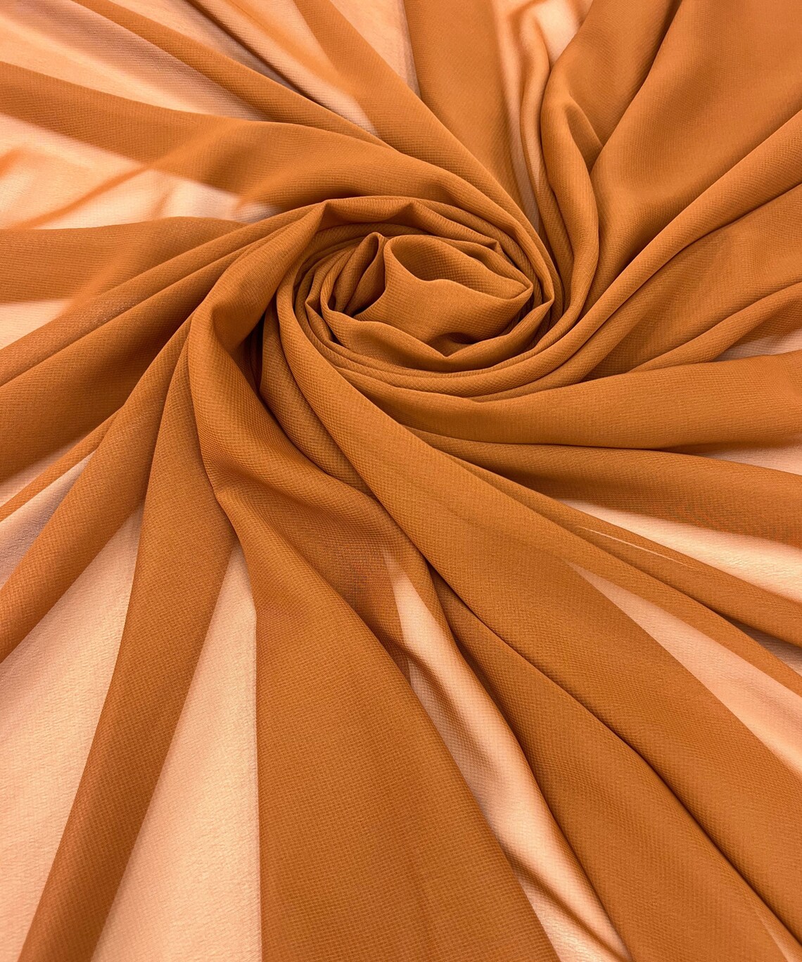 Rust Copper Chiffon Fabric by the Yard, Rust Silky Chiffon Fabric ...