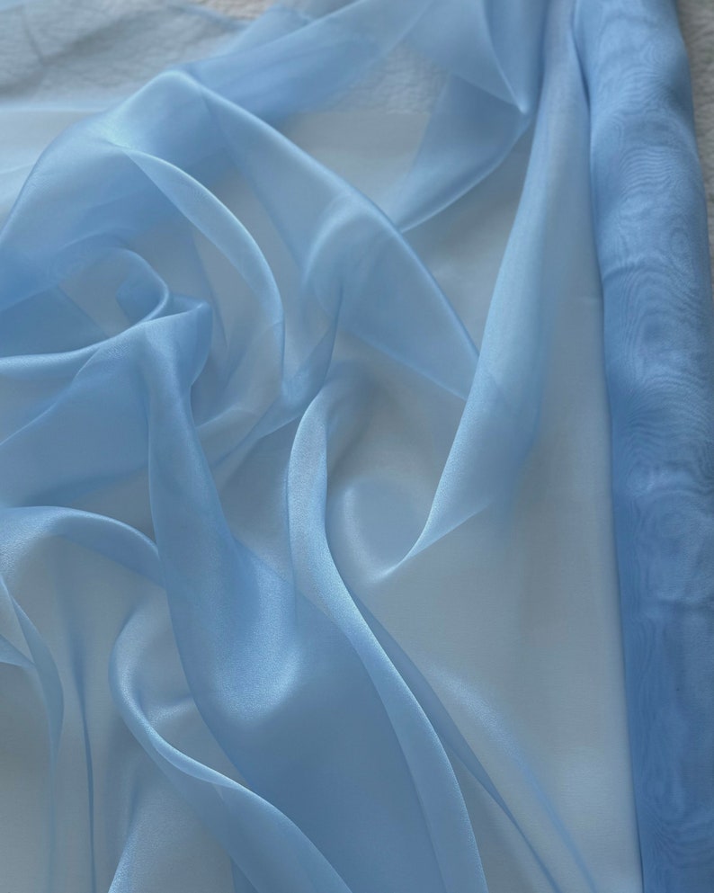 Baby Blue Crystal Organza Fabric by the Yard, Light Blue Organza Fabric ...