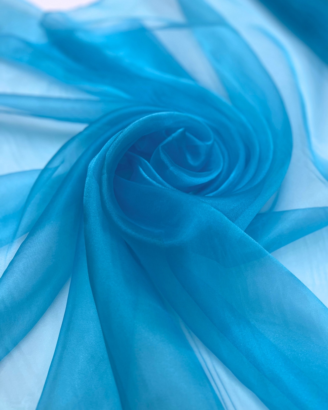 Turquoise Crystal Organza Fabric by the Yard, Aqua Blue Organza Fabric ...