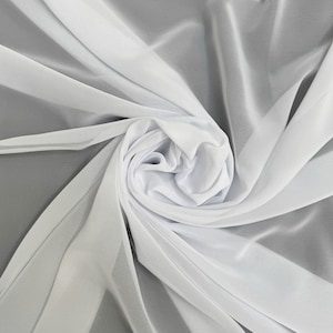 White Chiffon Fabric by the Yard, Premium Quality White Sheer Chiffon ...