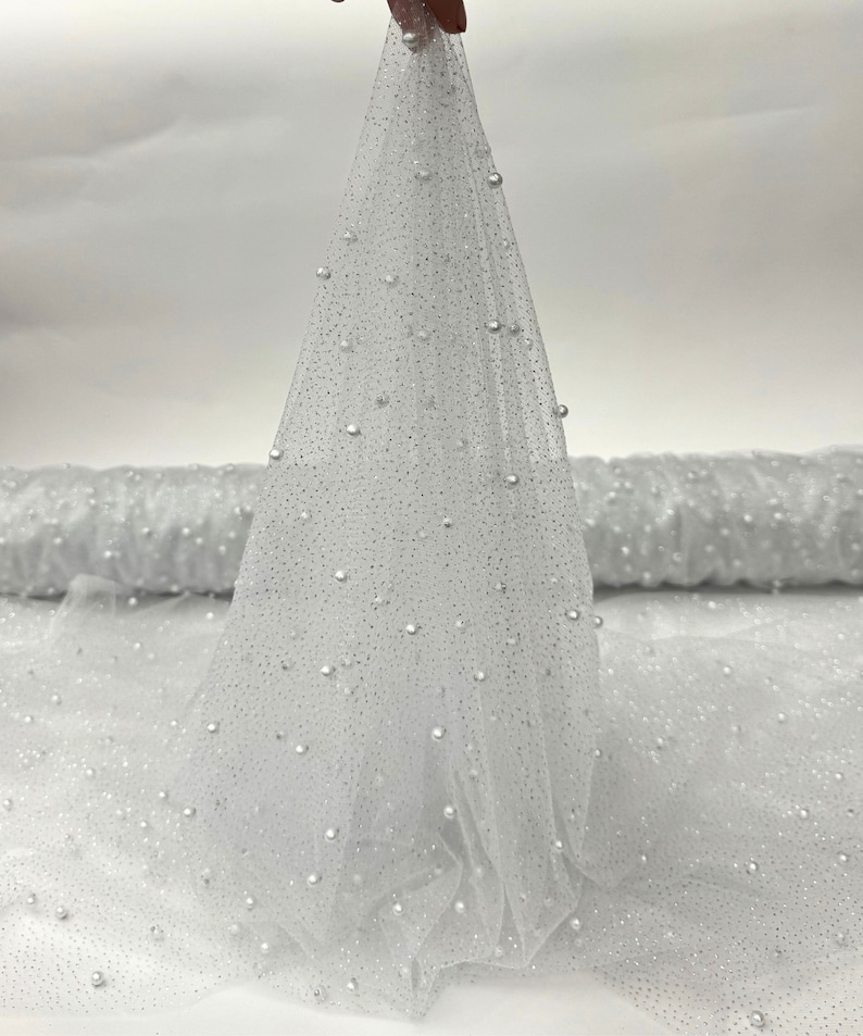 Off White Glitter Pearl Tulle Fabric, Silver Glitter Tulle Lace Fabric ...