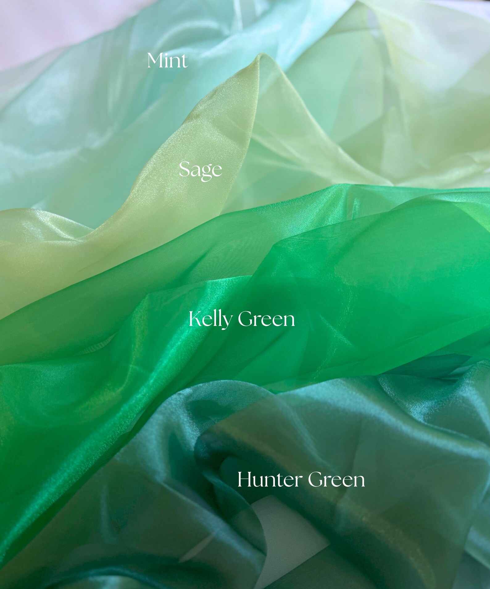 Green Sheer Organza Fabric by Yard, Soft Green Tulle, 60" Wide Premium ...