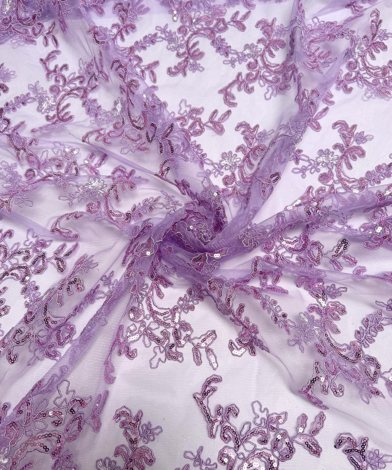 Lavender Floral Lace by the Yard, Embroidered Lavender Lace Fabric With ...