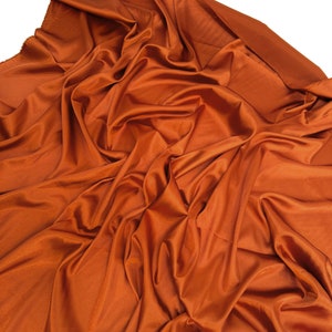 Rust Silky Stretch Satin Fabric by the Yard, Rusty Copper Stretch ...