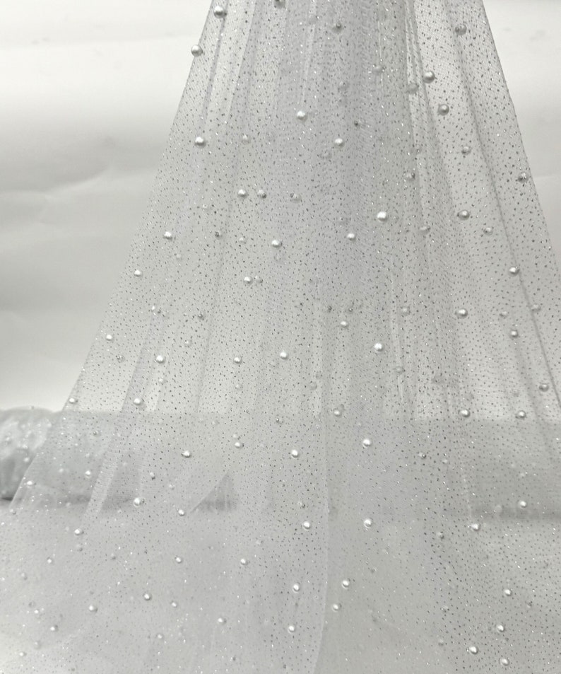 Off White Glitter Pearl Tulle Fabric, Silver Glitter Tulle Lace Fabric ...