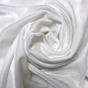 Princess White Velvet Fabric, White Stretch Velvet Fabric by the Yard ...