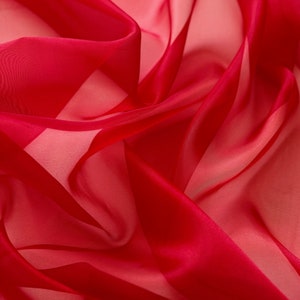 Red Organza Fabric by the Yard, Red Sparkle Crystal Organza Fabric, Red ...