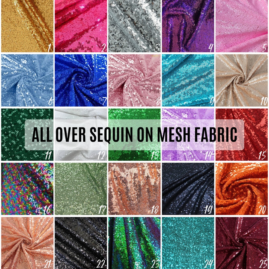 Iridescent Sequins on Mesh, 3mm Sequin Fabric by the Yard, 54 Wide ...