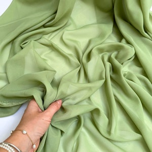 Sage Green Chiffon Fabric by the Yard, High Quality Sage Green Sheer ...
