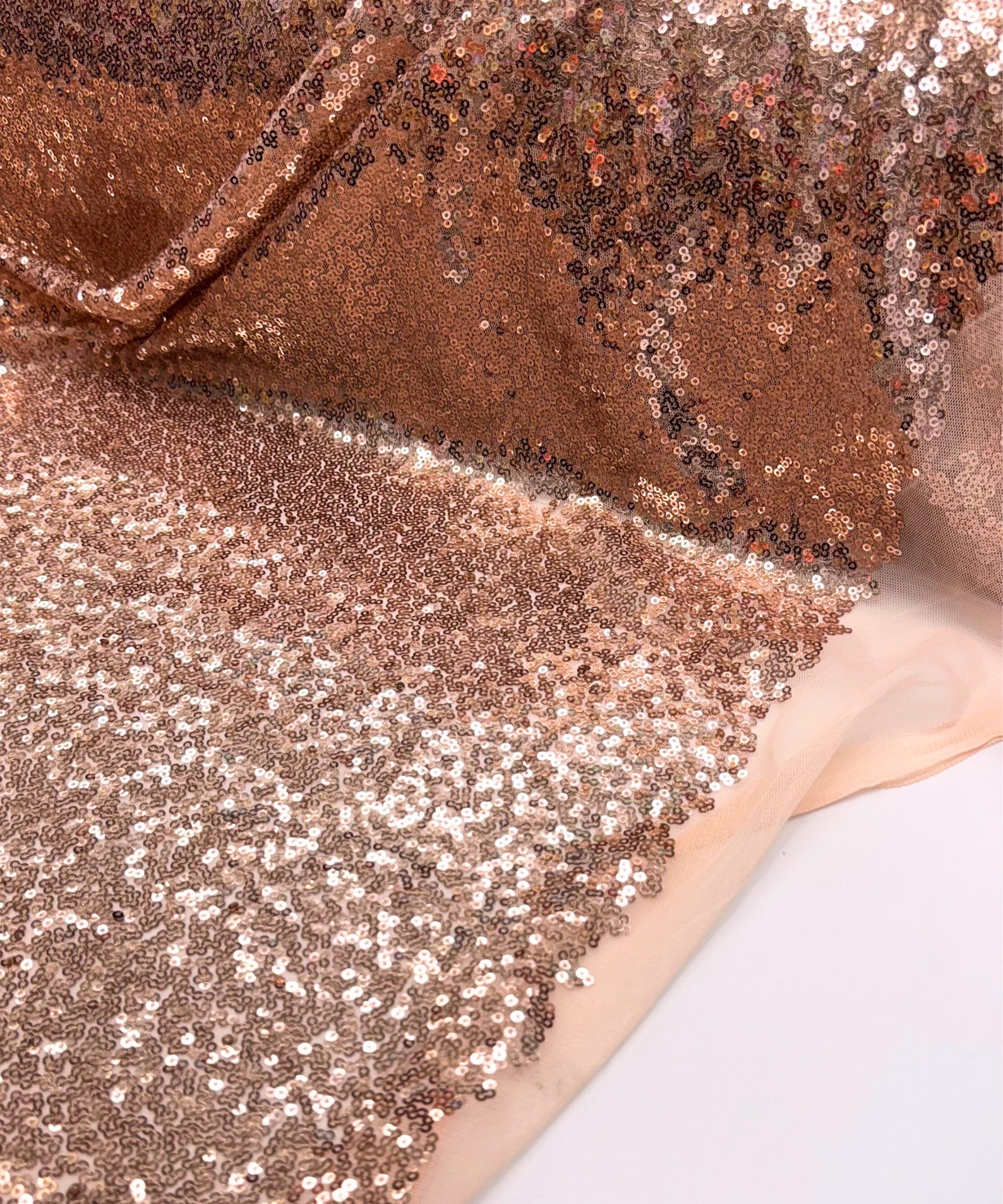 Rose Gold Sequin Fabric by the Yard, Glitz Stretch Rose Gold Sequins on ...