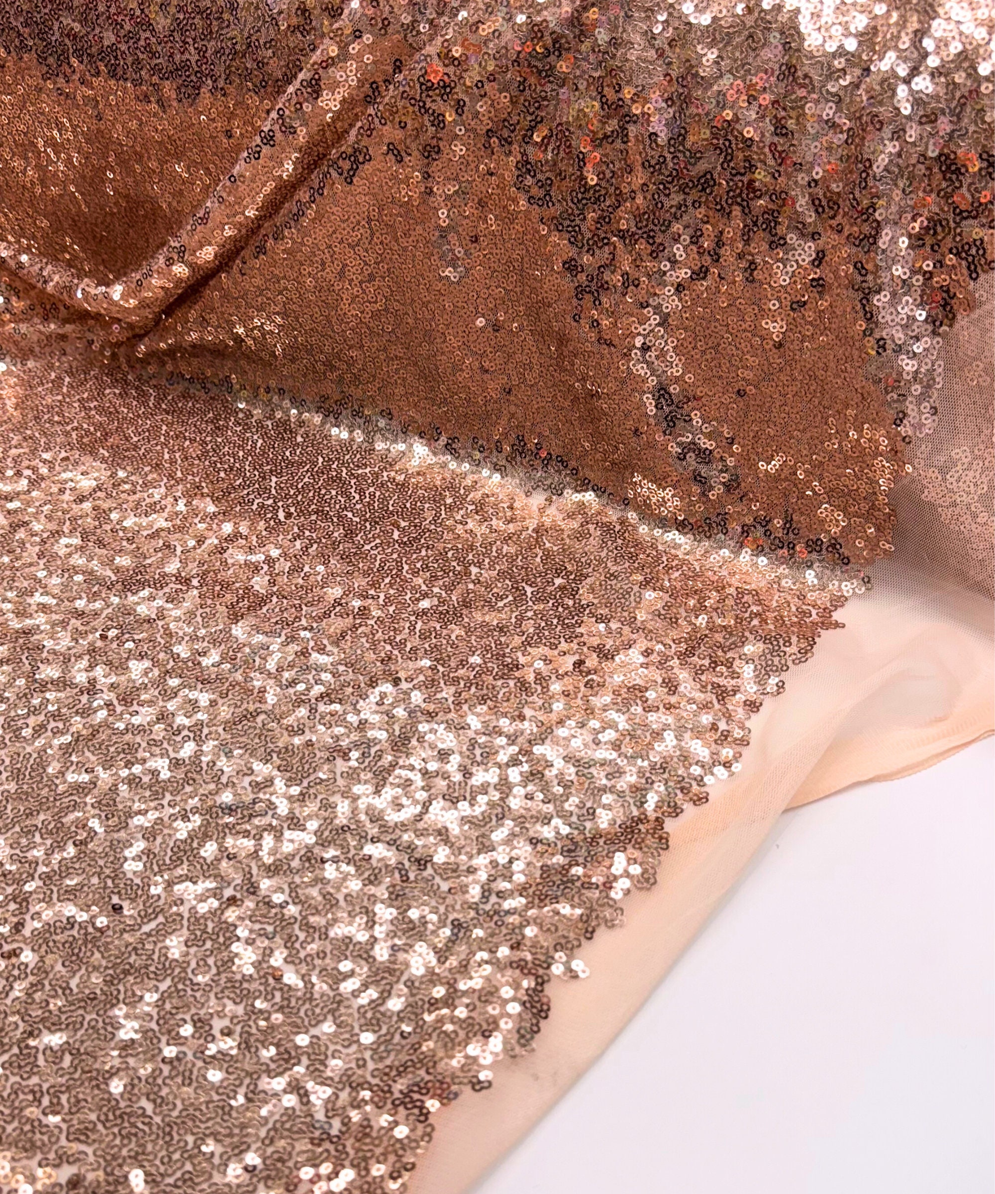 Rose Gold Sequin Fabric by the Yard, Glitz Stretch Rose Gold Sequins on ...