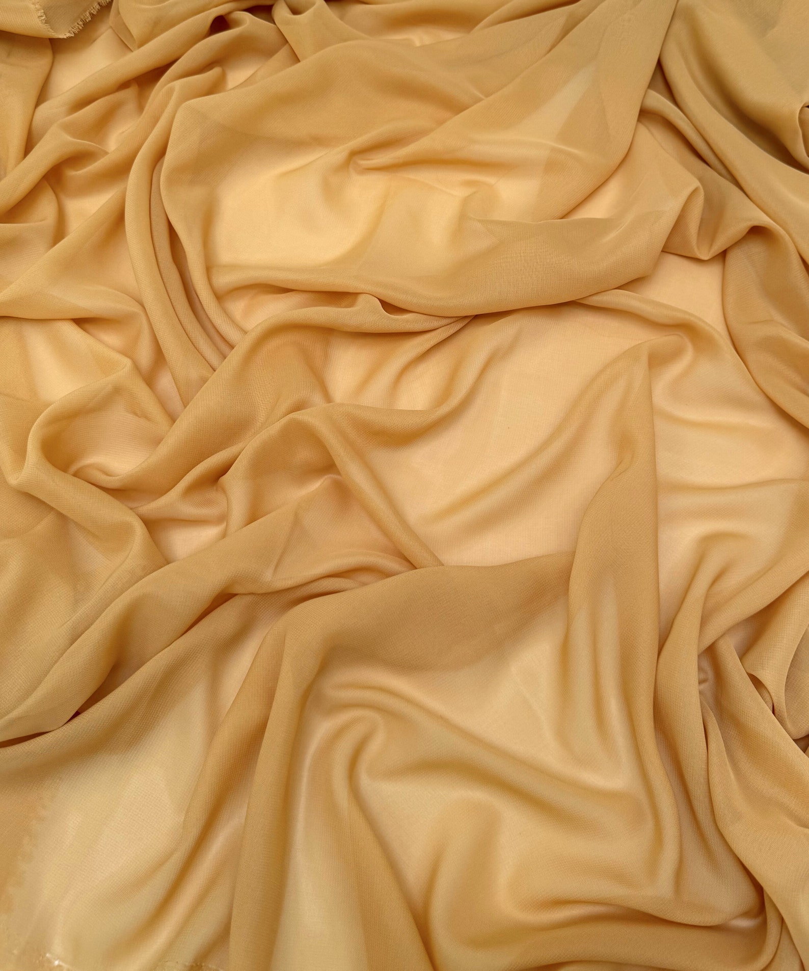 Beige Gold Chiffon by the Yard, Premium Quality Gold Silky Chiffon ...
