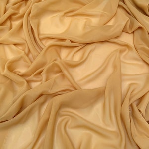 Beige Gold Chiffon by the Yard, Premium Quality Gold Silky Chiffon ...
