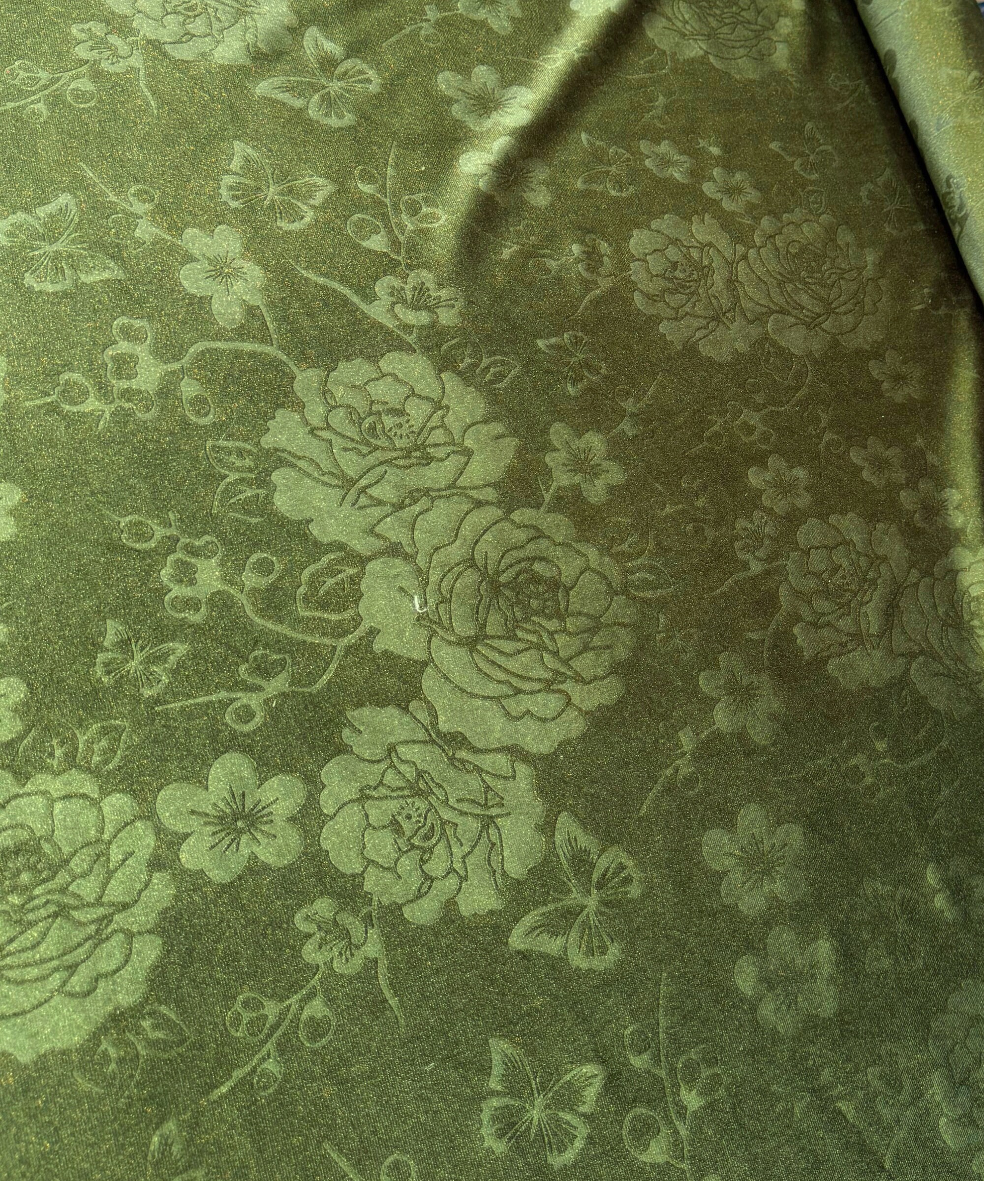 Sage Green Velvet Fabric, Stretch Floral Velvet Fabric by the Yard ...