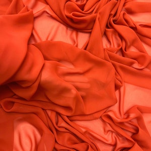 Burnt Orange Chiffon Fabric by the Yard, Burnt Orange Silky Chiffon ...