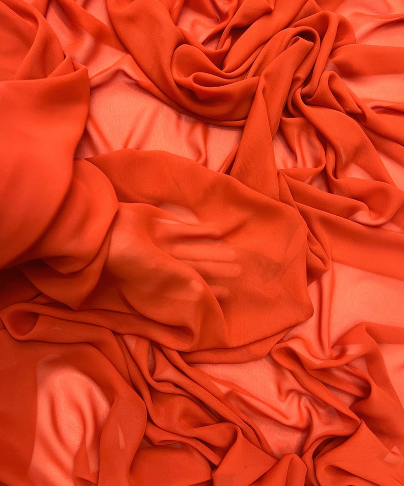 Burnt Orange Chiffon Fabric by the Yard, Burnt Orange Silky Chiffon ...