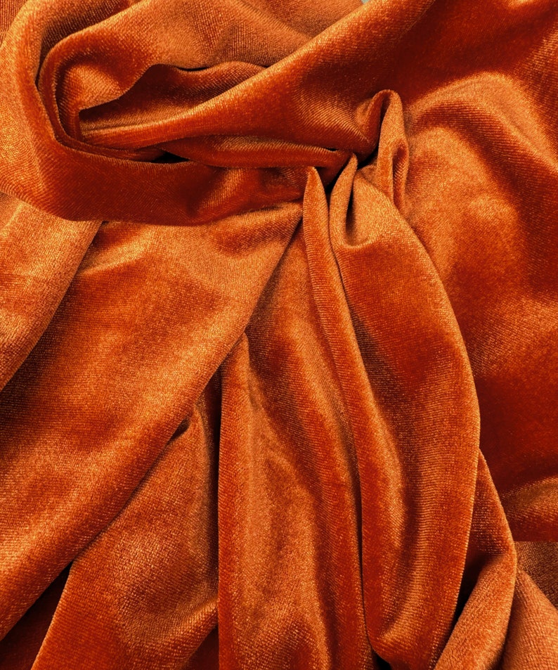 Burnt Orange Velvet Fabric, Stretch Velvet Fabric by the Yard, 4 Way ...