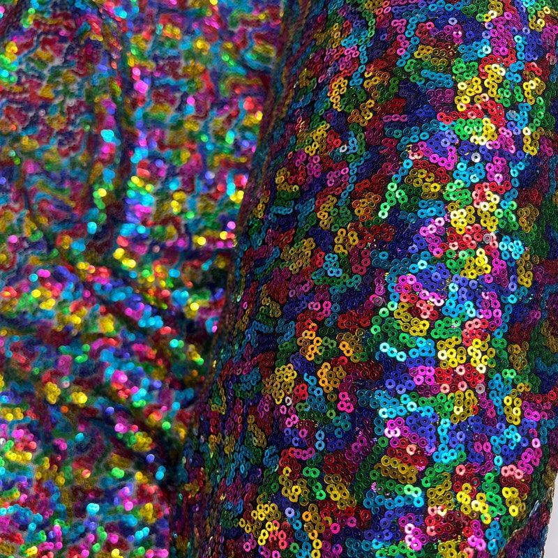 Iridescent Rainbow Sequin Fabric - Etsy