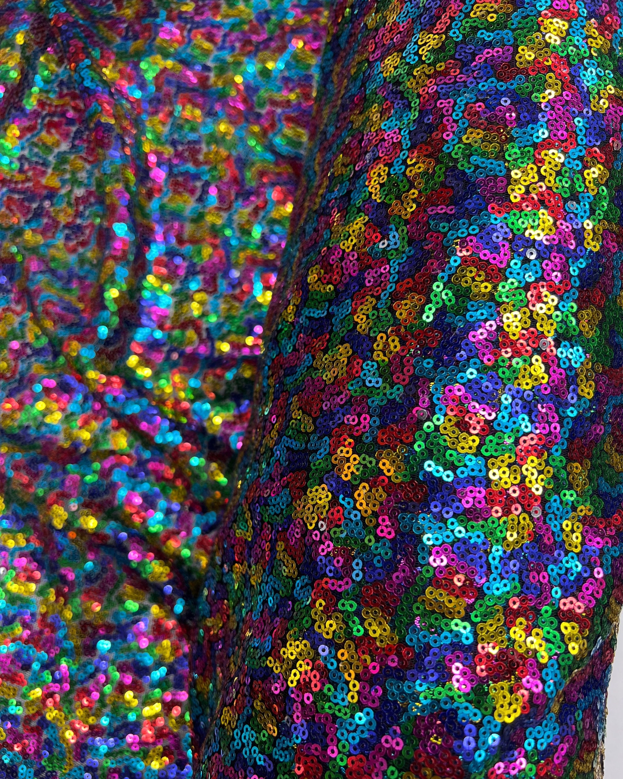 Rainbow Sequin Fabric by the Yard, Glitz Stretch Multicolor Sequins ...