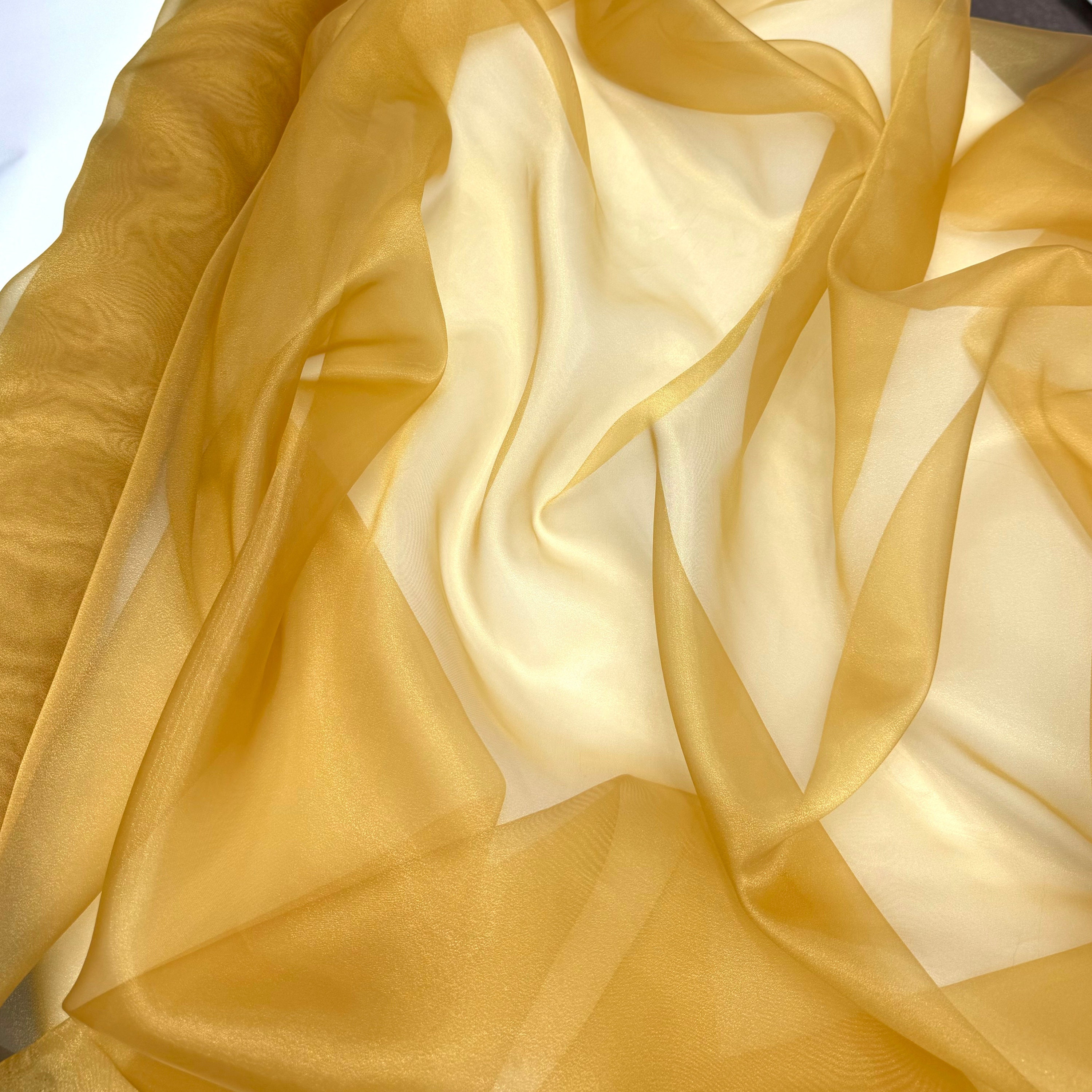 Gold Organza Fabric by the Yard, Gold Crystal Organza Fabric, Sheer ...