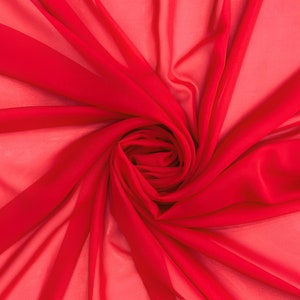Red Chiffon Fabric by the Yard, High Quality Silky Chiffon, Light ...