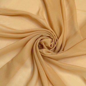 Beige Gold Chiffon by the Yard, Premium Quality Gold Silky Chiffon ...