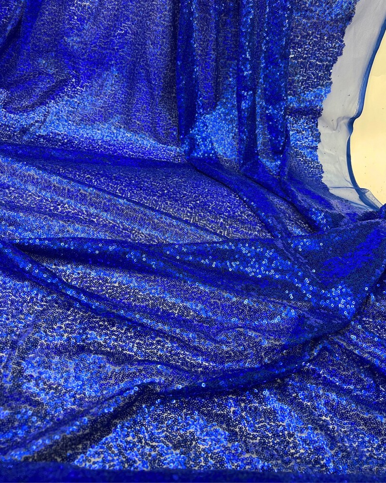 Iridescent Sequins on Mesh, Blue Sequin Fabric by the Yard, Blue ...