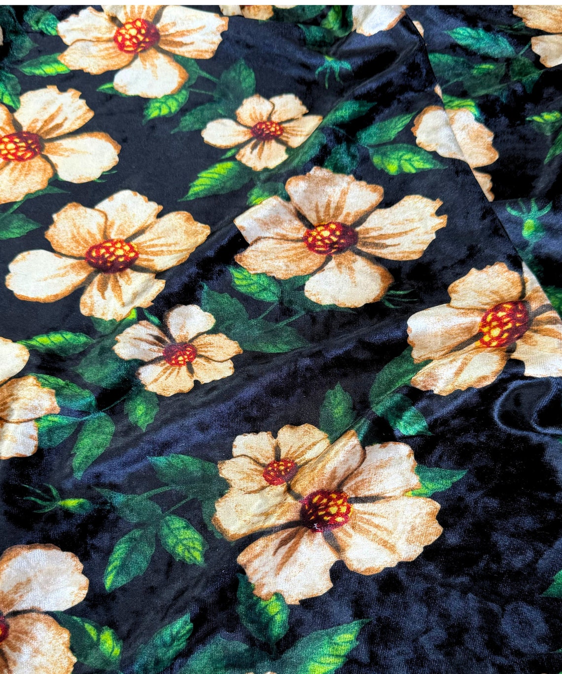 Floral Print Velvet Fabric, Stretch Floral Velvet Fabric by the Yard ...