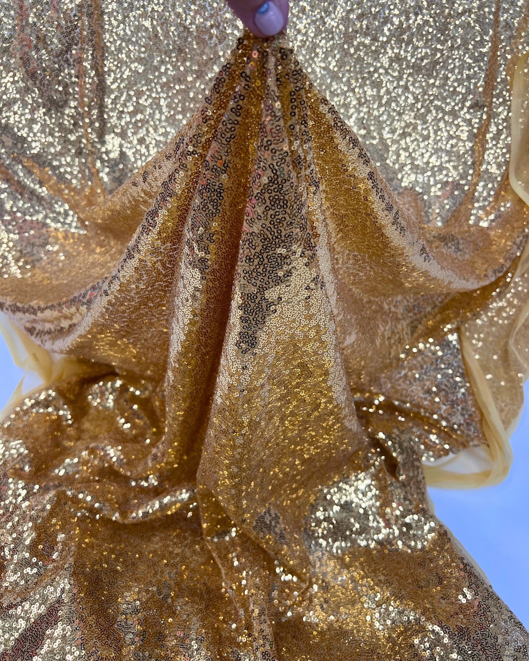 Gold Sequin Fabric by the Yard, Glitz Stretch Gold Sequins Fabric ...