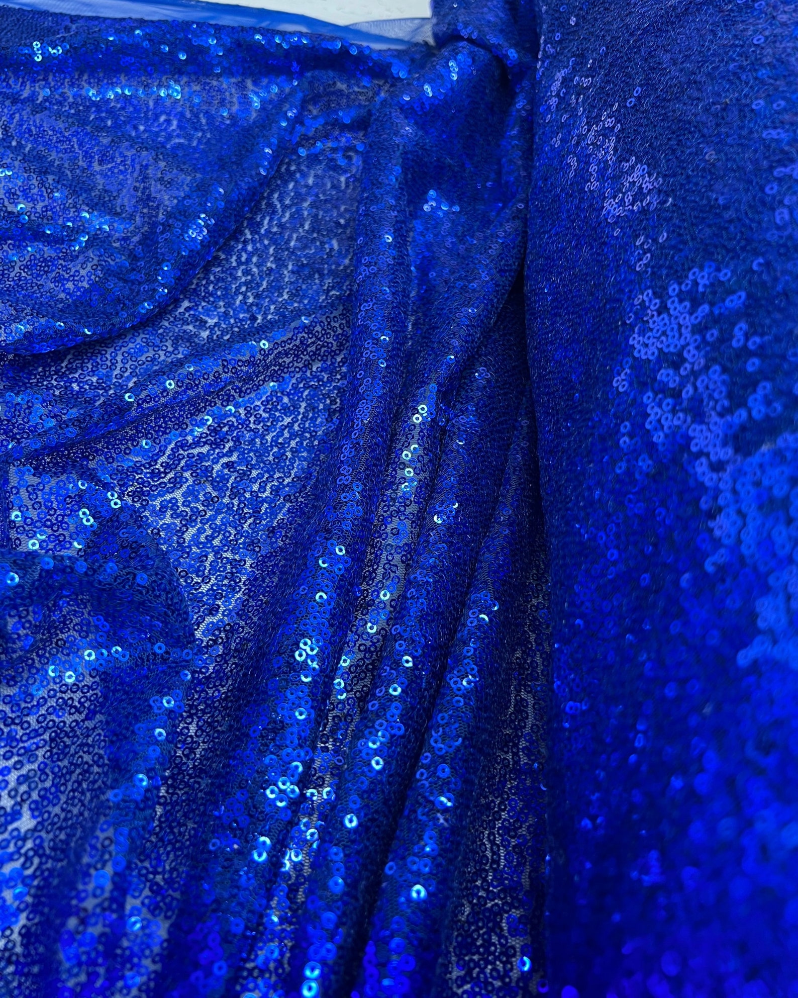 Iridescent Sequins on Mesh, Blue Sequin Fabric by the Yard, Blue ...