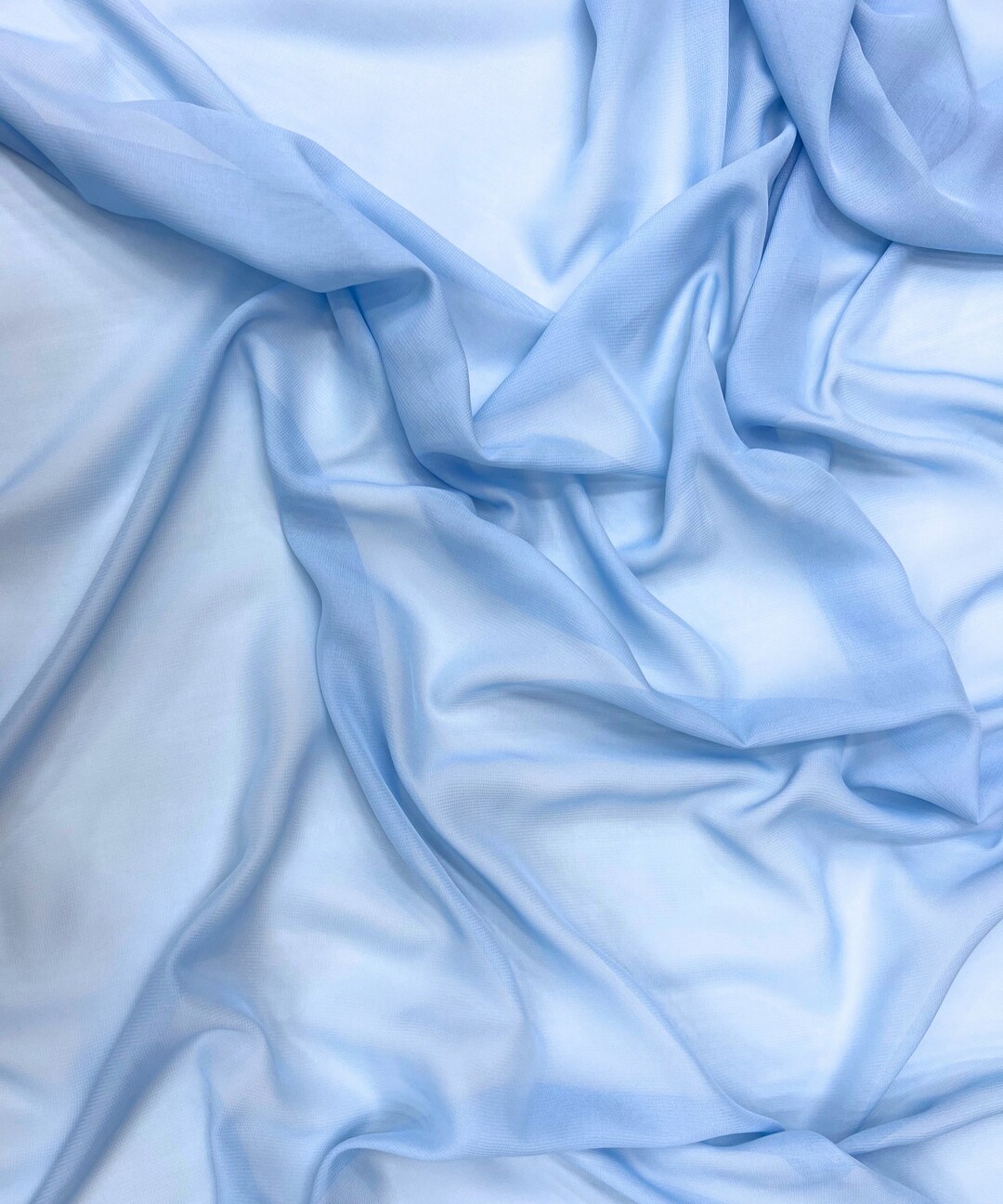 Baby Blue Chiffon Fabric by the Yard, Light Blue Chiffon Draping Fabric ...