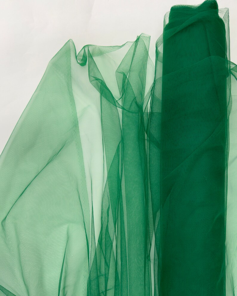 Green Tulle Fabric by the Yard, Extra Soft and Matte Italian Tulle 63 ...