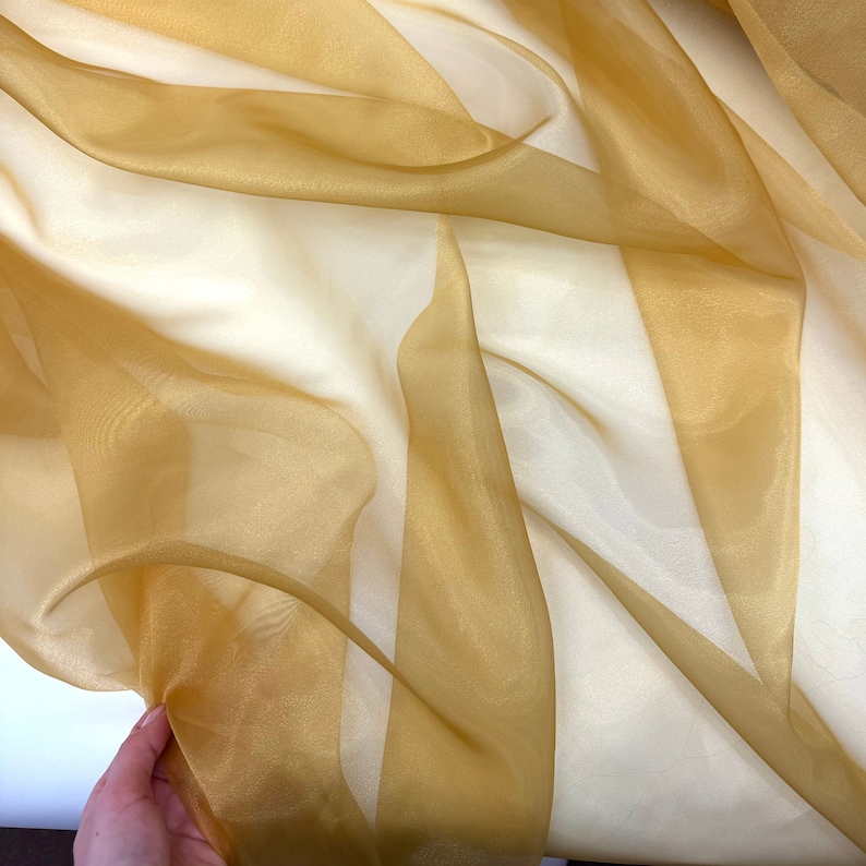 Gold Organza Fabric by the Yard, Gold Crystal Organza Fabric, Sheer ...