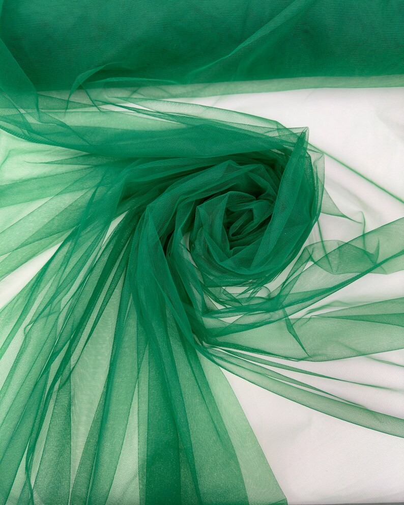 Green Tulle Fabric by the Yard, Extra Soft and Matte Italian Tulle 63 ...
