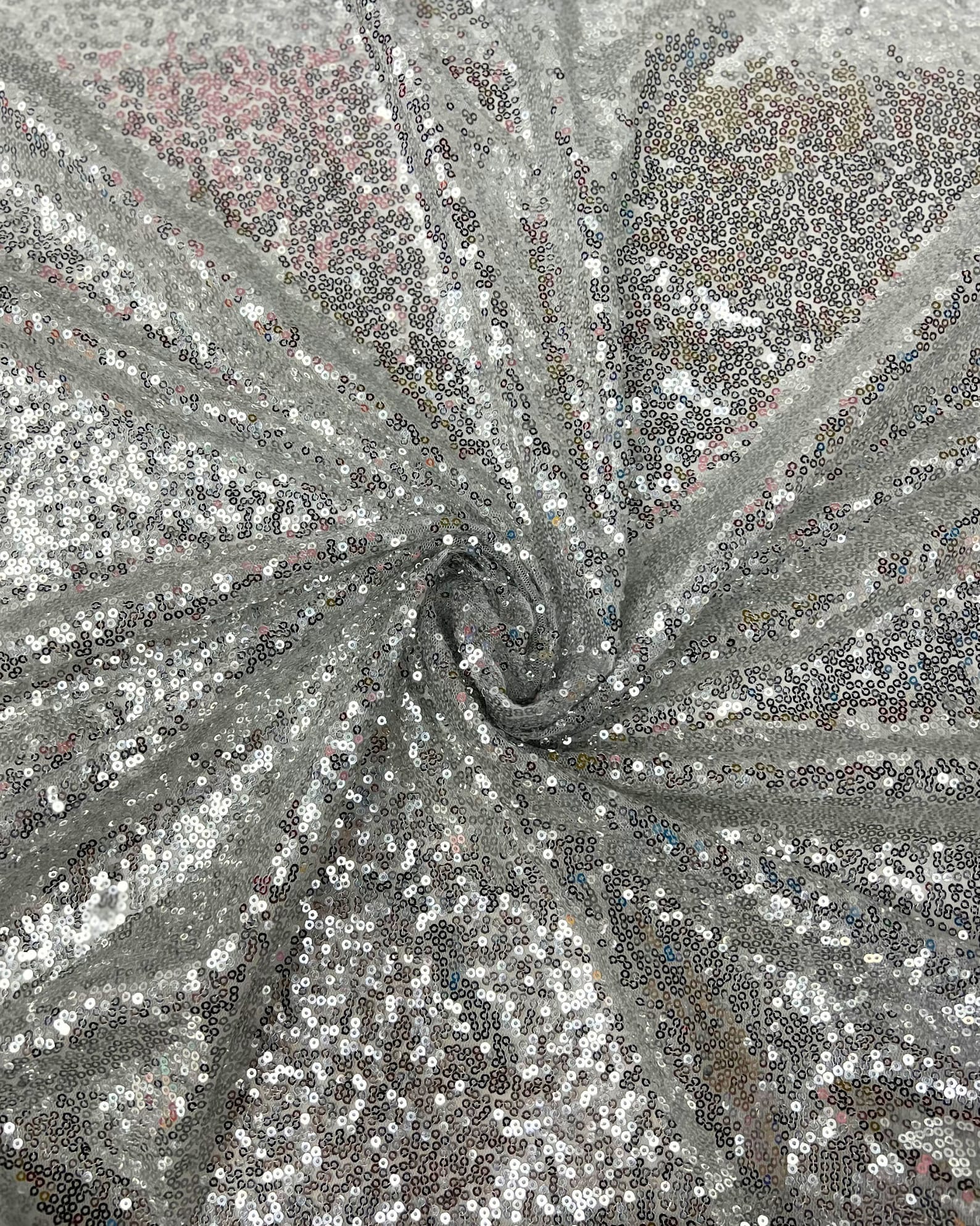 Silver Sequin Fabric by the Yard, Glitz Stretch Silver Sequins Fabric ...