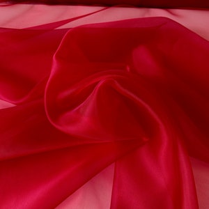 Red Organza Fabric by the Yard, Red Sparkle Crystal Organza Fabric, Red ...