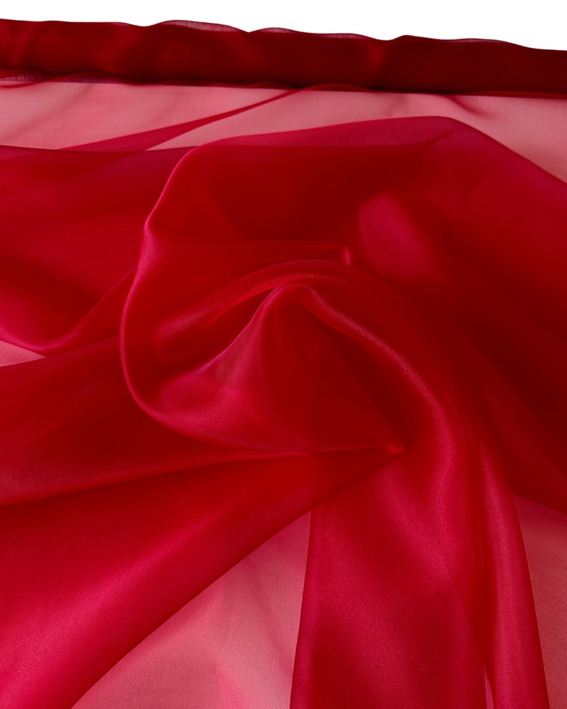 Red Organza Fabric by the Yard, Red Sparkle Crystal Organza Fabric, Red ...