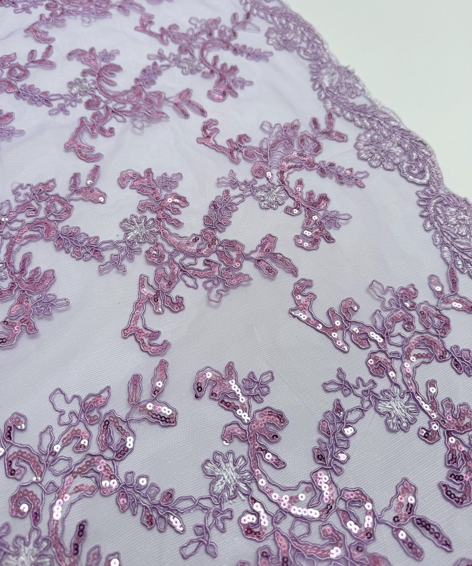 Lavender Floral Lace by the Yard, Embroidered Lavender Lace Fabric With ...