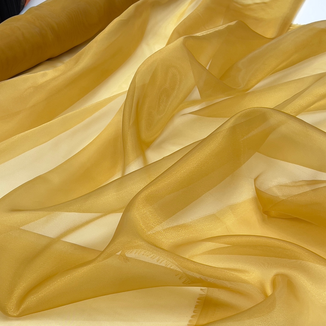Gold Organza Fabric by the Yard, Gold Crystal Organza Fabric, Sheer ...