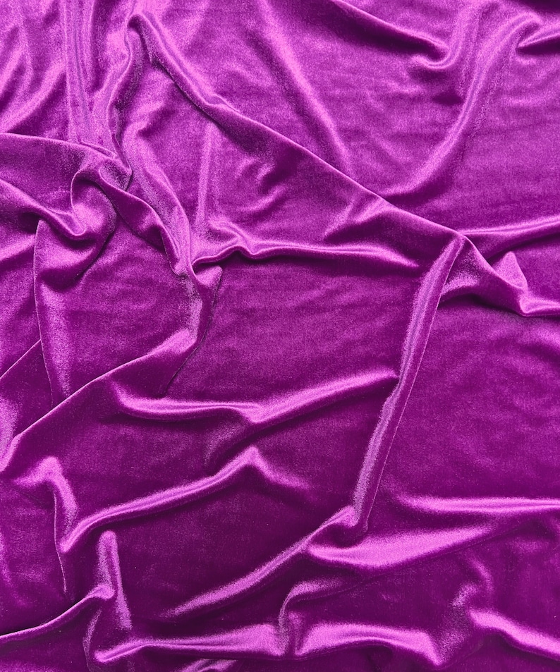 Magenta Velvet Fabric, Stretch Velvet Fabric by the Yard, 4 Way Stretch ...