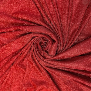 Red Lurex Glitter Fabric, Red Glitter Spandex Knit Fabric by the Yard ...
